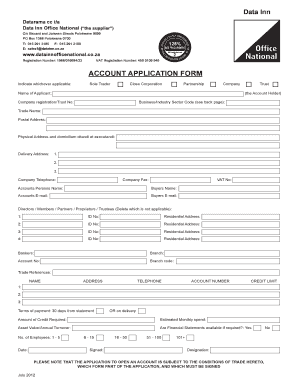 Fillable Online datainnofficenational co Account application form ...