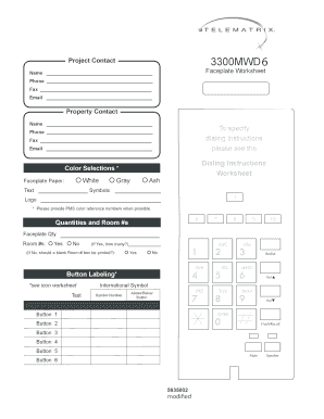 Fillable Online telematrix Project Contact 3300MWD - TeleMatrix Hotel ...