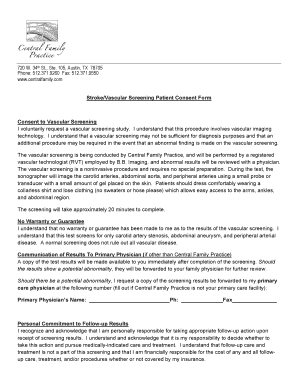Fillable Online Vascular Health Consent - Central Family Practice Fax ...