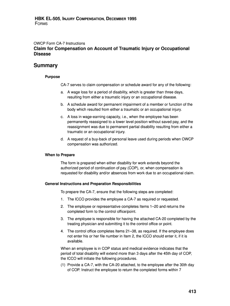 Fillable Online OWCP Form CA-7 Instructions Fax Email Print - pdfFiller