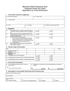 Fillable Online dhmh maryland HEZ Hiring Tax Credit 24-month ...