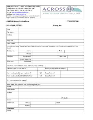 Fillable Online across-uk CHAPLAIN Application Form CONFIDENTIAL ...
