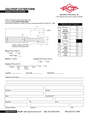 Fillable Online LOLLYPOP CUTTER FORM - Welcome to PCT Cutters Fax Email ...