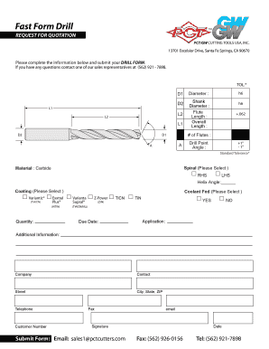 Fillable Online Fast Form Drill - pctcutterscom Fax Email Print - pdfFiller