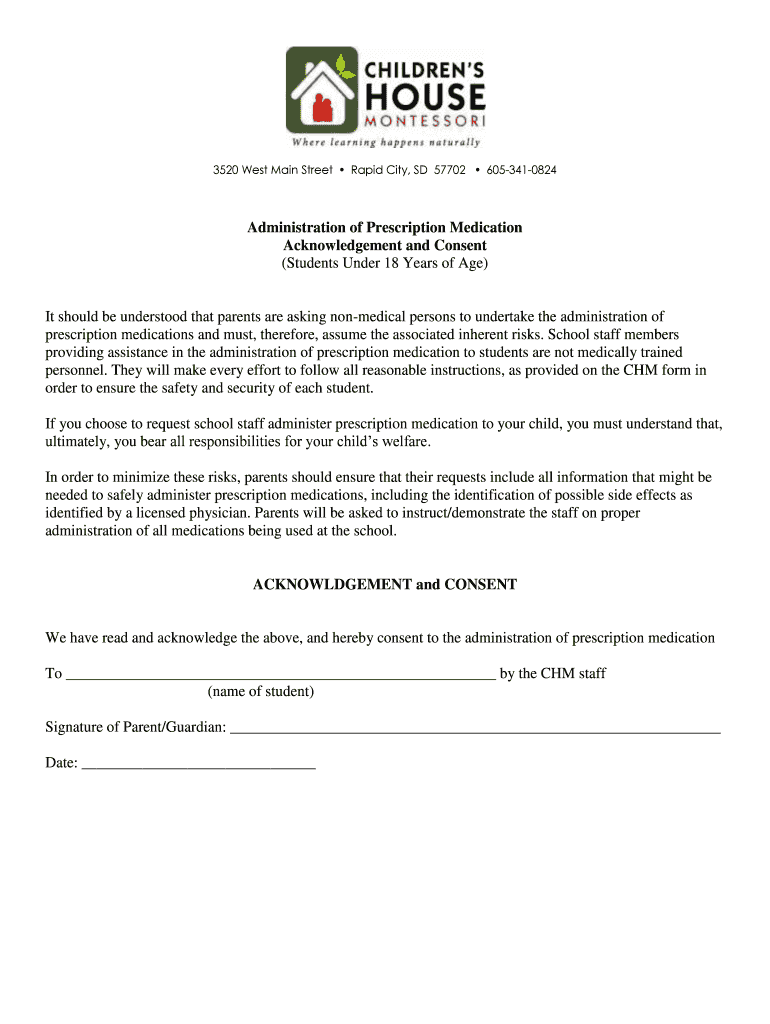 Fillable Online chkids Administration of Prescription Medication ...