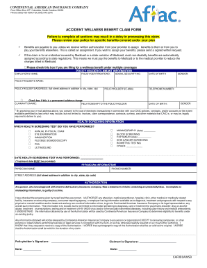 Fillable Online Accident bwellness benefitb claim bformb caf001awsb ...