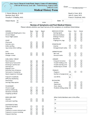 Fillable Online Medical History Form - Ear, Nose and Throat & Facial ...