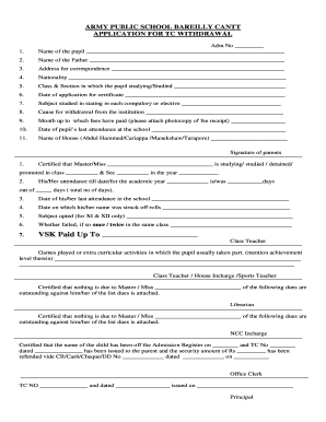 Application For Tc From School - Fill Online, Printable, Fillable ...