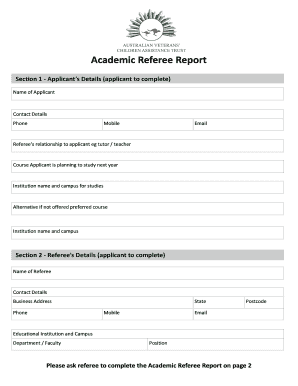 Fillable Online avcat org Academic Referee Report - bAVCATb Home Fax ...