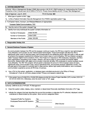 Fillable Online PIA ID Number: 801 Fax Email Print - pdfFiller