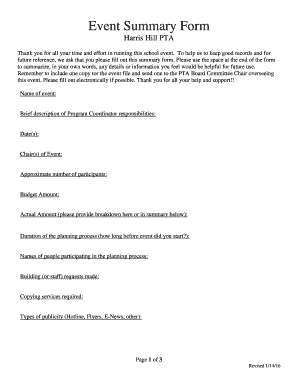 Fillable Online harrishill-pta Event Summary Form - Harris Hill bPTAb ...