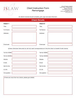 Client Instruction Form - Fill Online, Printable, Fillable, Blank ...