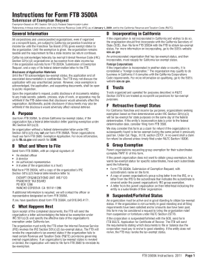 Fillable Online Instructions for Form FTB 3500A Submission of Exemption ...