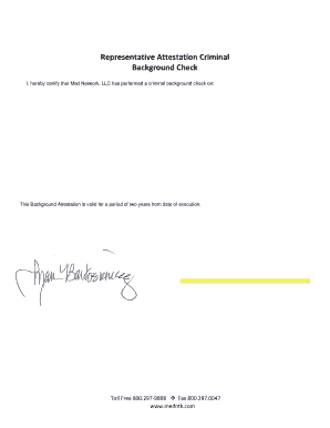 Fillable Online Representative Attestation Criminal Background Check ...