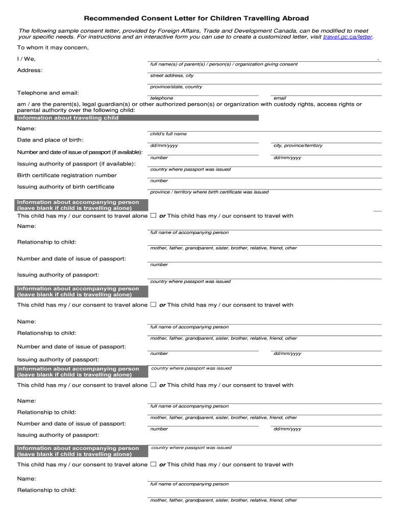 Fillable Online The following sample consent letter, provided by ...