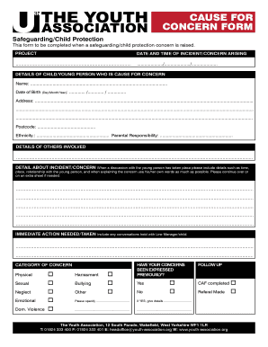 Fillable Online youth-association CAUSE FOR CONCERN FORM - The bYouthb ...