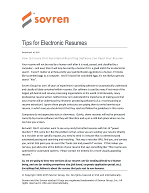 Fillable Online Tips for Electronic Resumes - Sovren Fax Email Print ...