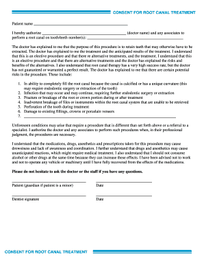 Fillable Online Root Canal Treatment - Brian J Dillon DDS Fax Email Print - pdfFiller