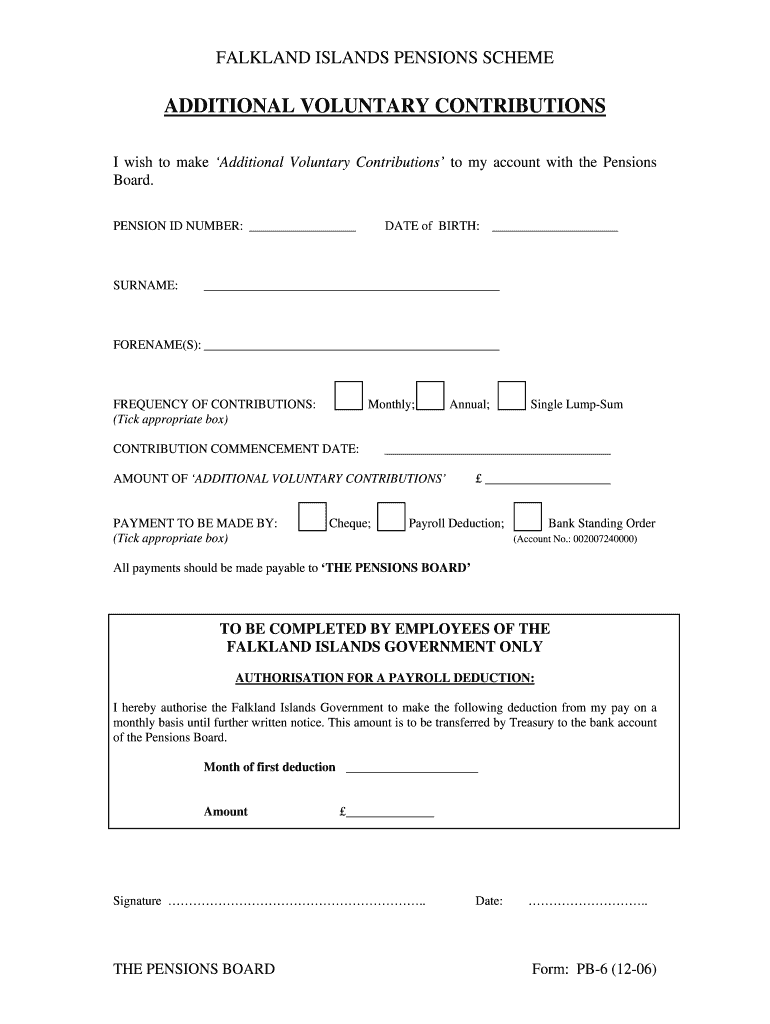 Fillable Online fipension co ADDITIONAL VOLUNTARY CONTRIBUTIONS ...
