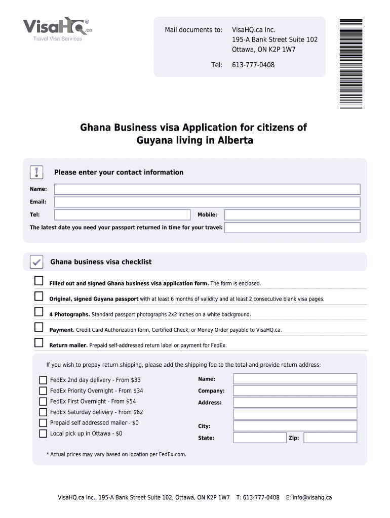 Fillable Online ghana visahq Ghana Visa Application for Citizens of ...