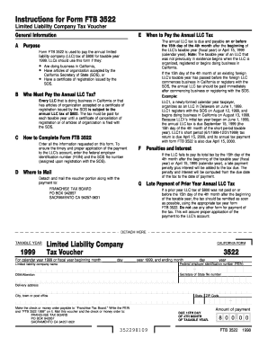 Fillable Online Instructions for Form FTB 3522 Limited Liability ...
