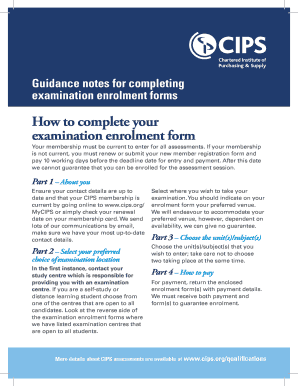 Fillable Online Guidance notes for completing examination enrolment ...
