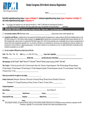 Fillable Online Global Congress 2015 North America Registration Form ...