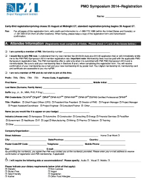 Fillable Online PMO Symposium 2014 Registration Registration Form Fax ...