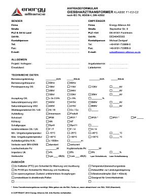 Ausfüllbar Online energy-alliance-ag GIESSHARZTRANSFORMER KLASSE F1-E2 ...