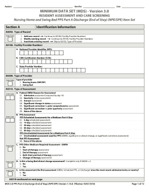 Fillable Online 0 RESIDENT ASSESSMENT AND CARE SCREENING Nursing Home ...