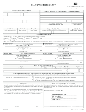 Fillable Online Transfer request (Trad.) - Church Extension Plan Fax ...