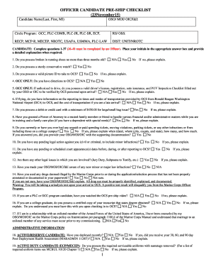 Fillable Online trngcmd marines OFFICER CANDIDATE PRE-SHIP CHECKLIST ...