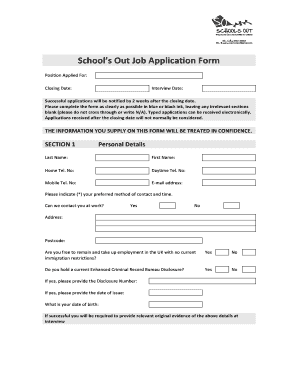 Fillable Online SO Application form - Norfolk Child Care Jobs Fax Email ...