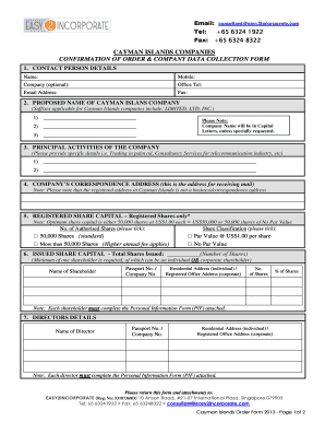 Fillable Online Cayman islands companies confirmation of order ...