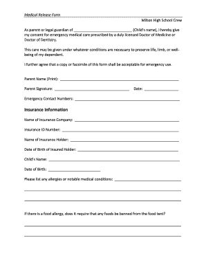Fillable Online Medical Release Form - Neponset Rowing Fax Email Print - pdfFiller