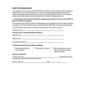 Fillable Online Swim Test and Medical Release Forms - Neponset Rowing ...