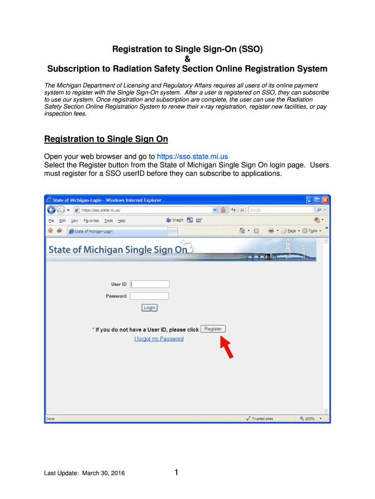 Fillable Online Registration to Single Sign-On (SSO) Fax Email Print ...