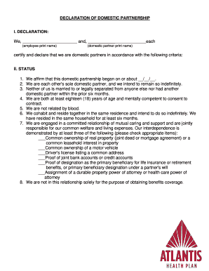 Fillable Online cbsacny DECLARATION OF DOMESTIC PARTNERSHIP ...