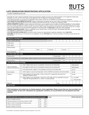 Fillable Online Late Graduation Registration and Payment Application ...
