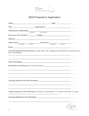 Fillable Online 2015 Presenter Application - TrustedPartner Fax Email ...