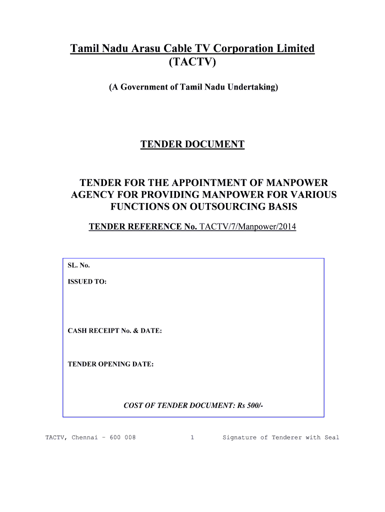 Fillable Online tactv Tamil Nadu Arasu Cable TV Corporation Limited (TACTV) (A Government of ...
