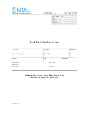 Fillable Online Debit Card Enrollment Form Fax Email Print - pdfFiller