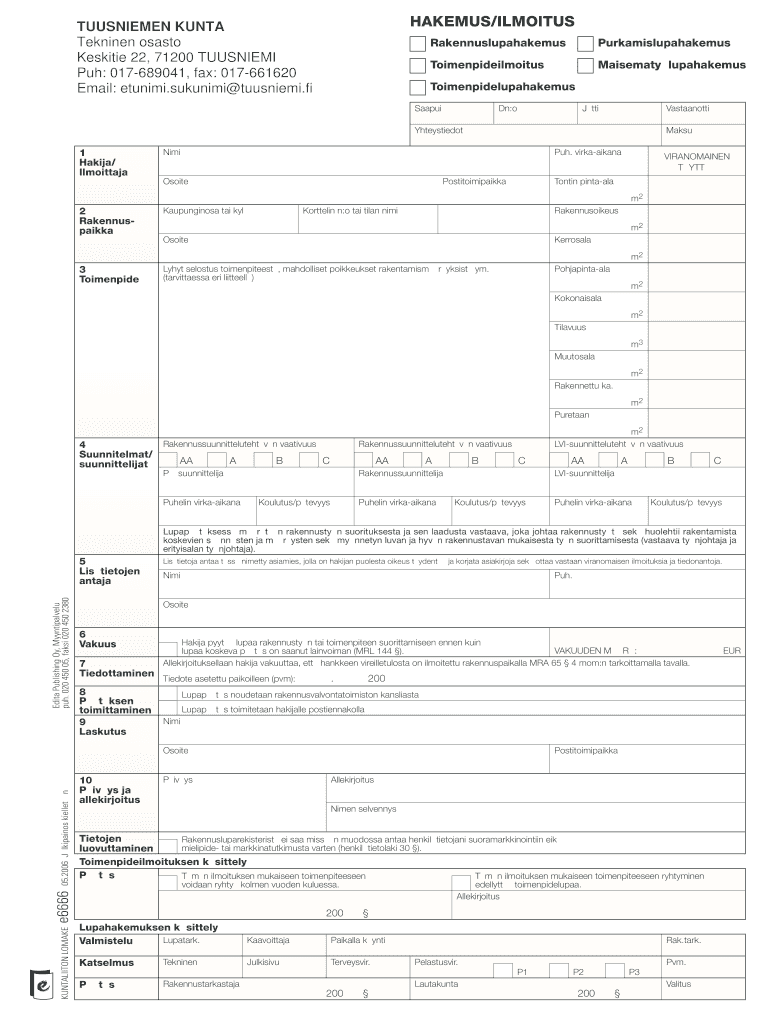 Fillable Online tuusniemi Tytettv hakemus ilmoituslomake - Tuusniemi ...