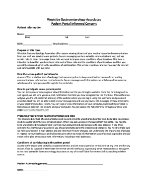 Fillable Online Patient Portal Informed Consent - Westside ...