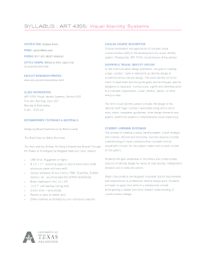 Fillable Online SYLLABUS : ART 4355: Visual Identity Systems Fax Email Print - pdfFiller