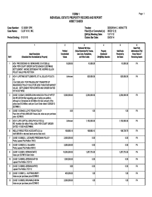 Fillable Online FORM 1 INDIVIDUAL ESTATE PROPERTY RECORD AND REPORT ...