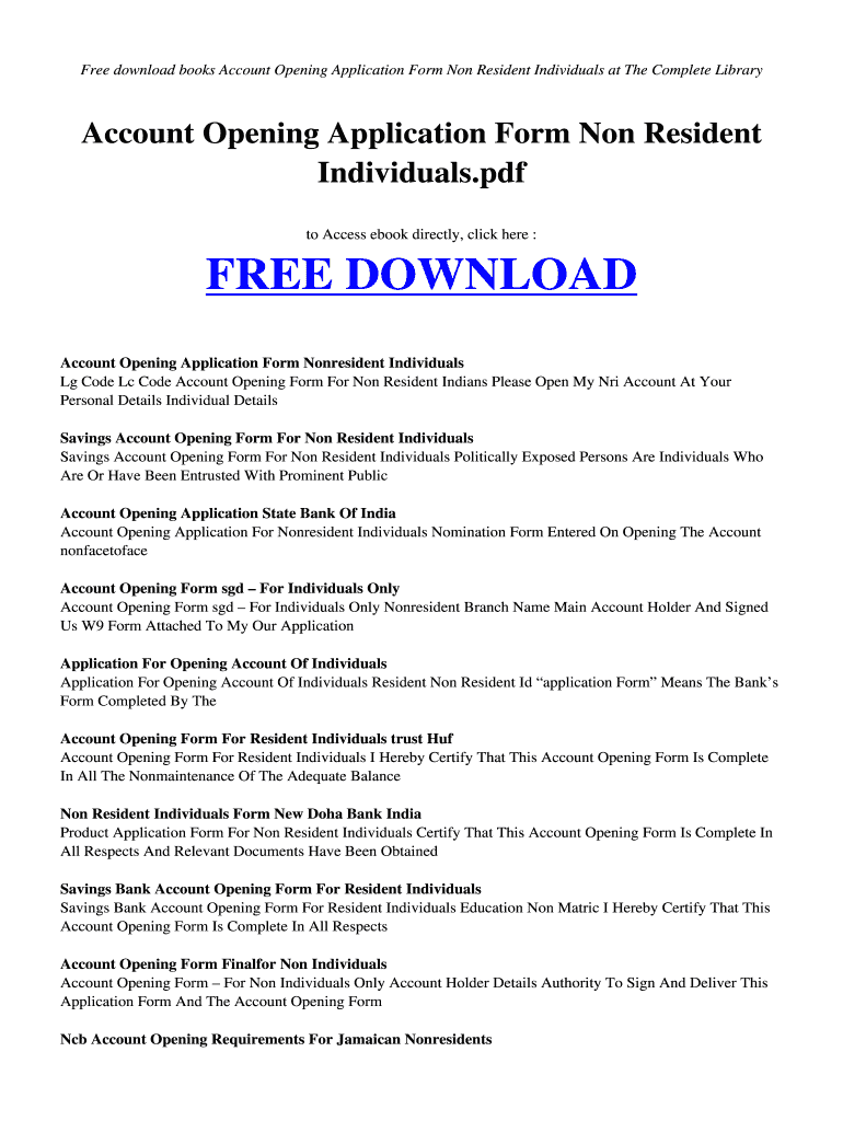Fillable Online radiorusak esy Account Opening bApplicationb Form Non ...