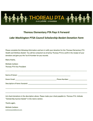 Fillable Online A donation form. - Thoreau PTA Fax Email Print - pdfFiller