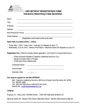 Fillable Online capstoneleadership CNO RETREAT REGISTRATION FORM ...