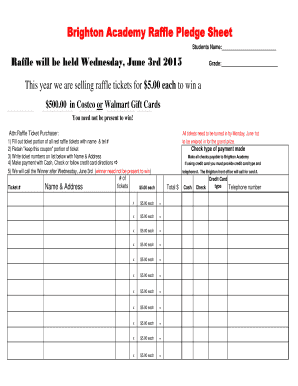 Fillable Online brightonacademy Brighton Academy Raffle Pledge Sheet ...
